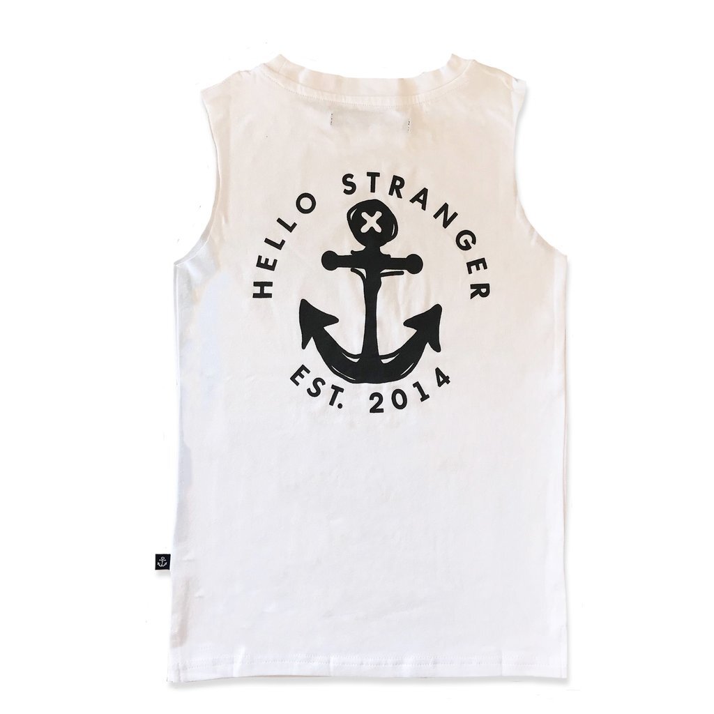Hello Stranger Logo Muscle Tee White - SHOP BY BRAND-Hello Stranger ...