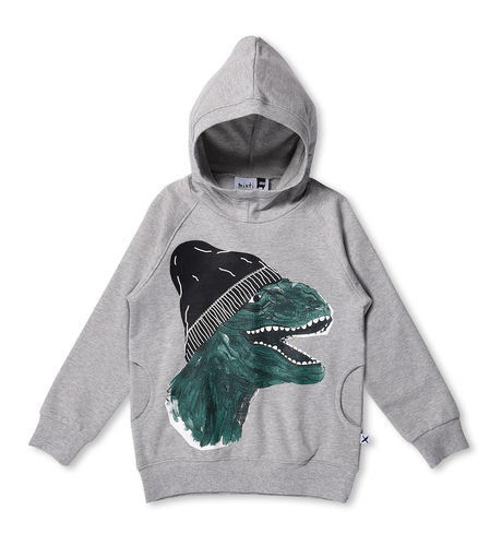 Minti Casual T-Rex Furry Hood - Grey Marle - SHOP BY BRAND-Minti : Kids ...