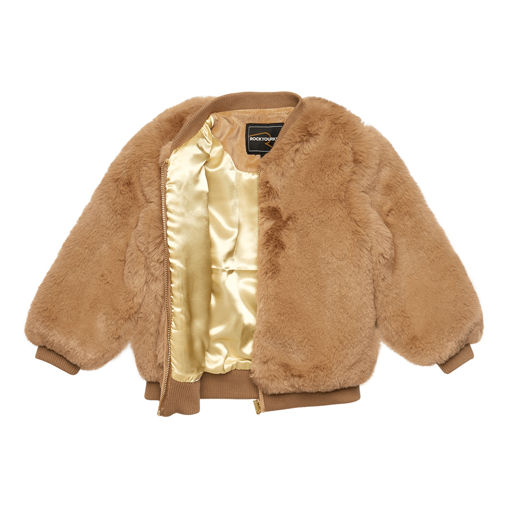 Rock Your Kid Tan Fur Jacket - CLOTHING-GIRL-Girls OUTERWEAR : Kids ...