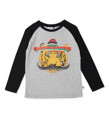 Minti Fiesta Tiger Tee - Grey Marle/Black - SHOP BY BRAND-Minti : Kids ...