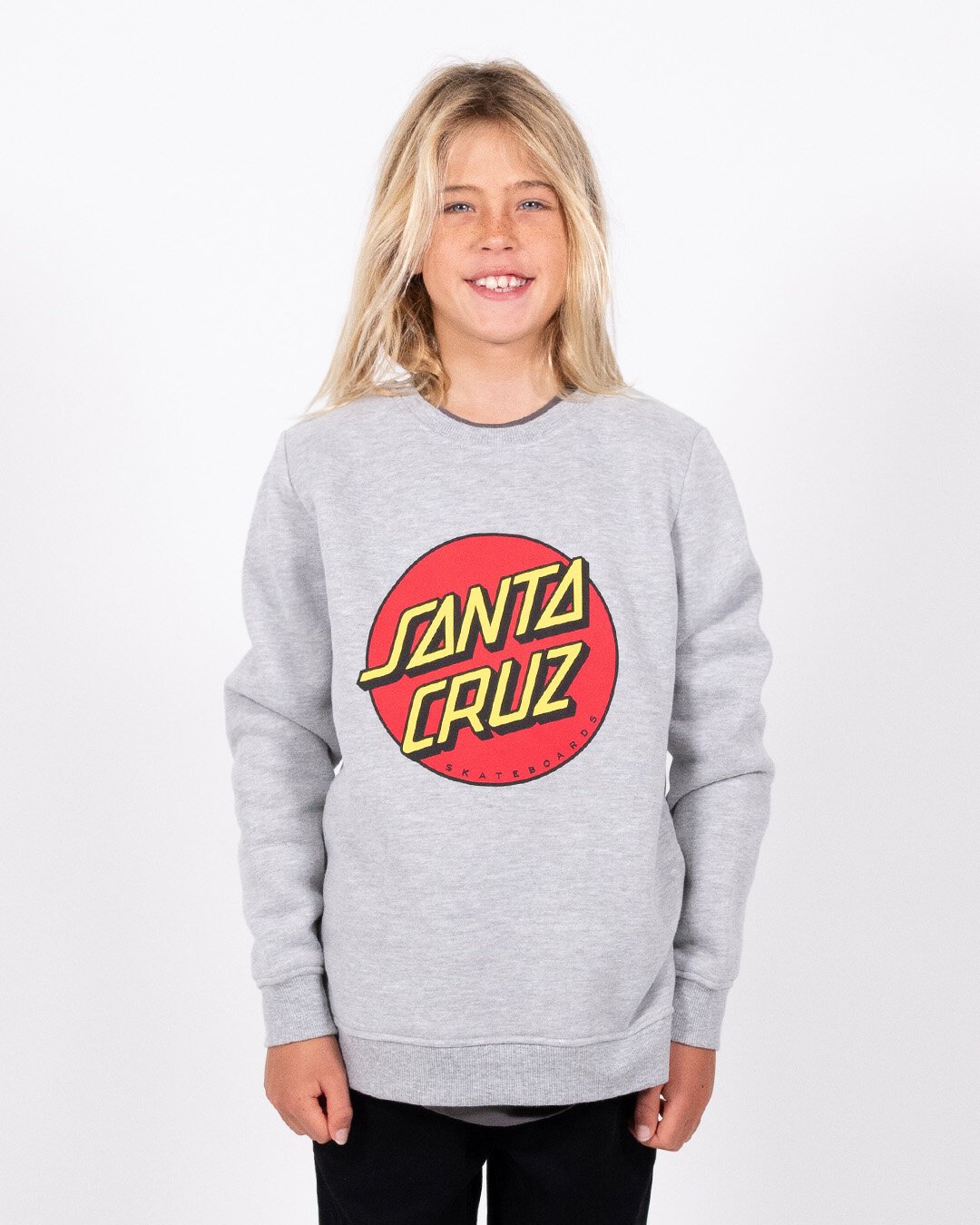 Santa Cruz Classic Dot Crew Chest Sweatshirt - Grey Marle - CLOTHING ...