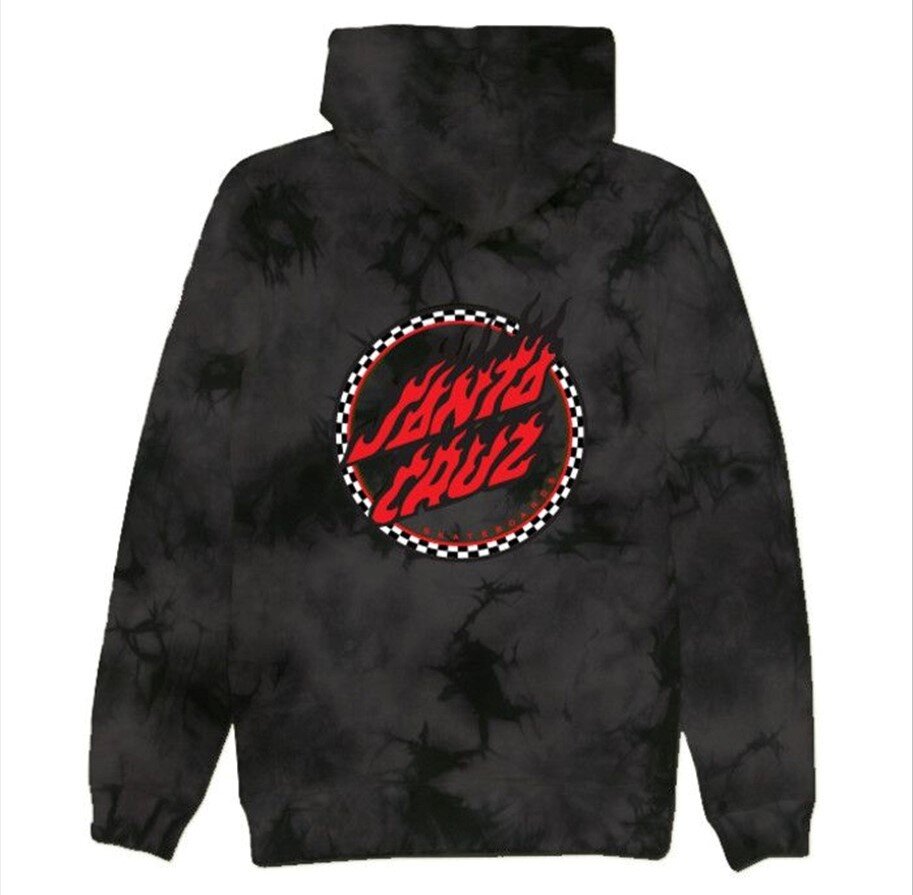 Santa Cruz Checked Out Flamed Dot Hooded Jumper - Black Tie Dye ...