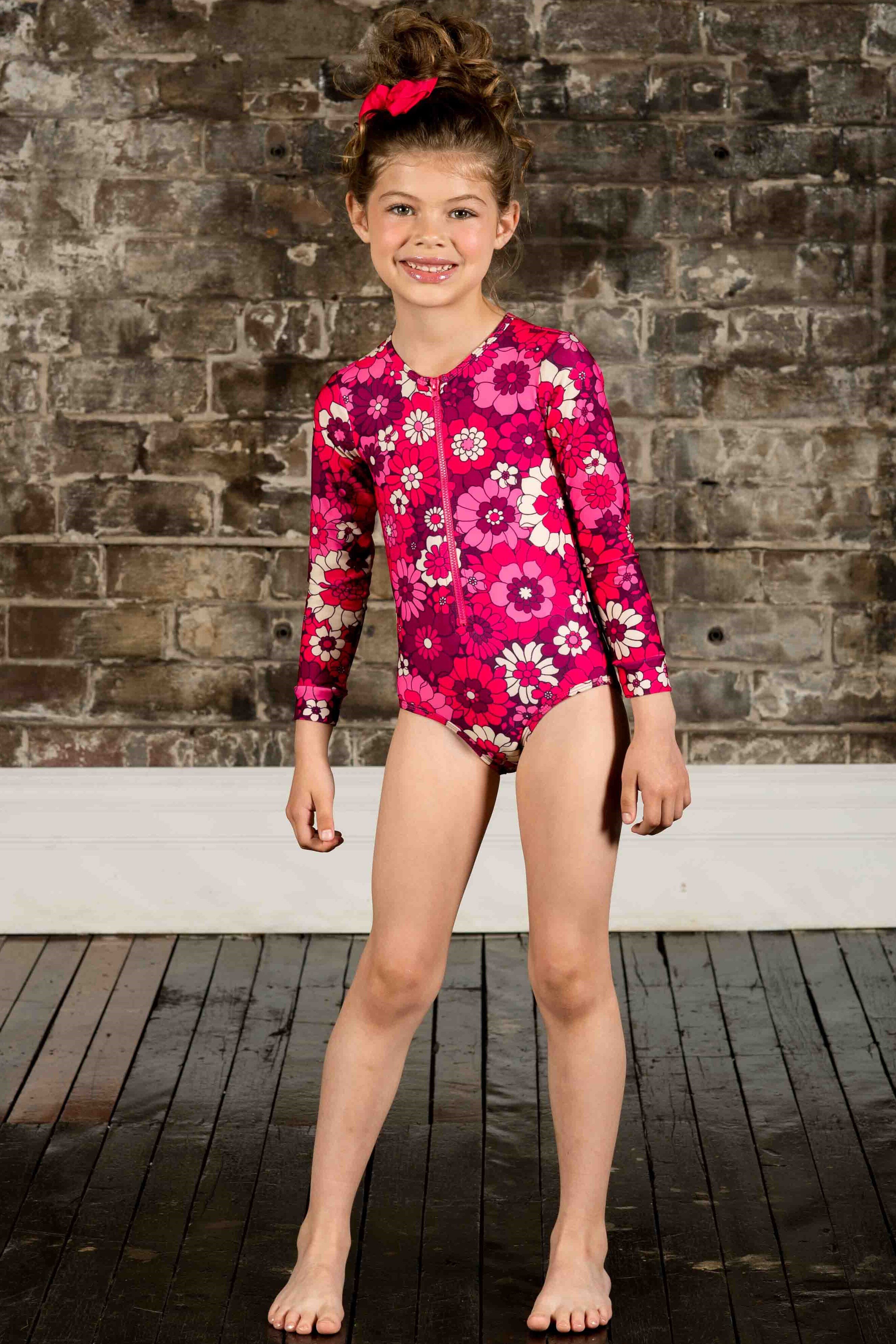 Rock Your Kid Aloha Fuchsia L/S Lined Rashie Swim One-Piece - SALE ...