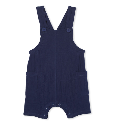 Milky Crinkle Cotton Baby Overall - Navy - CLOTHING-BABY-Baby Overalls ...