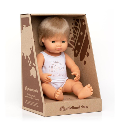 Miniland Doll Caucasian Dark Blond Boy - 38cm (Boxed) - PLAY-Dolls ...