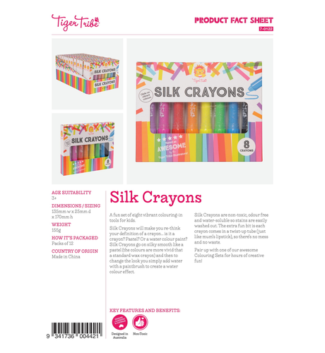 Tiger Tribe Silk Crayons - PLAY-Art & Craft : Kids Clothing NZ : Shop ...