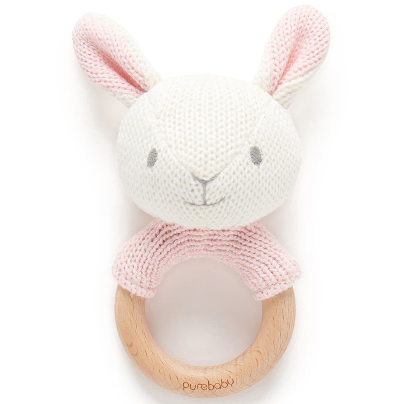 Purebaby Knitted Bunny Rattle - Pink - PLAY-Infant Toys : Kids Clothing ...