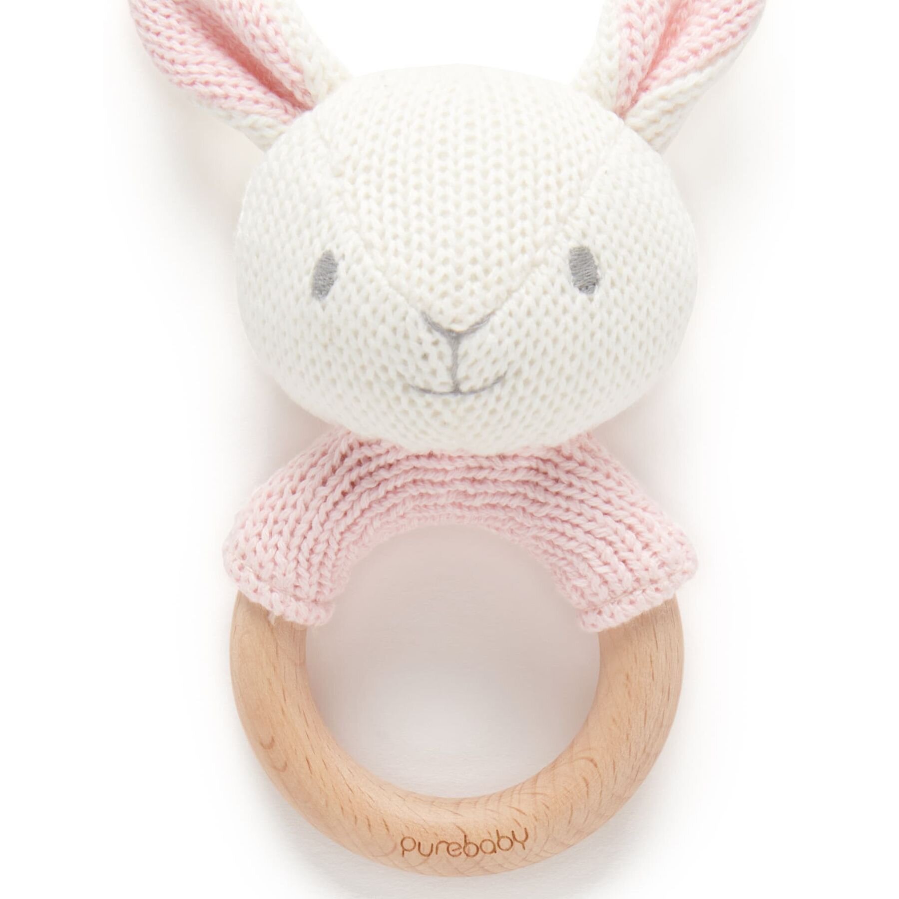 Purebaby Knitted Bunny Rattle - Pink - PLAY-Infant Toys : Kids Clothing ...