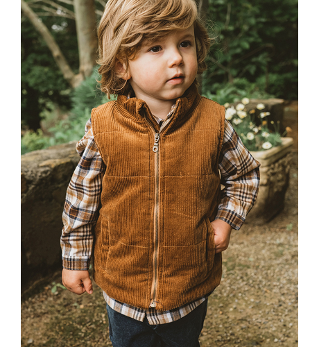 Fox & Finch Wallaby Cord Baby Puffa Vest - Caramel - SALE-Baby Sale ...