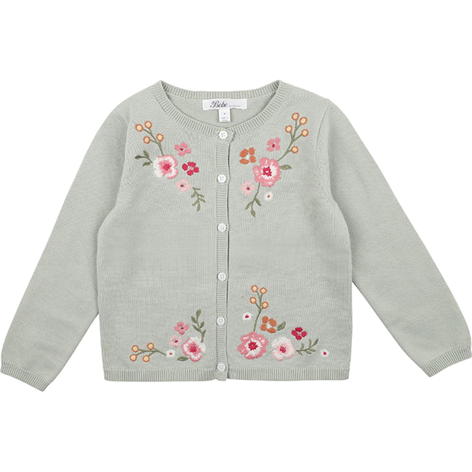 Bebe Esme Embroidered Baby Cardigan - Sage Green - CLOTHING-BABY-Baby ...