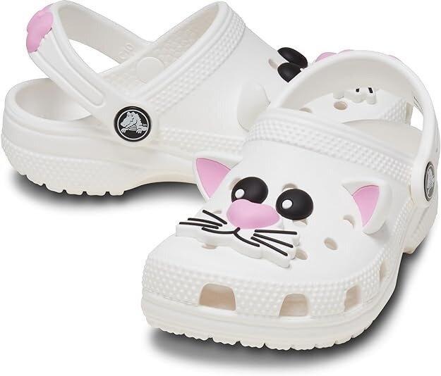 Crocs Toddlers I AM Cat Classic Clog White Pink Tweed FOOTWEAR Sandals Jandals Kids Clothing NZ Shop Online Kid Republic Crocs